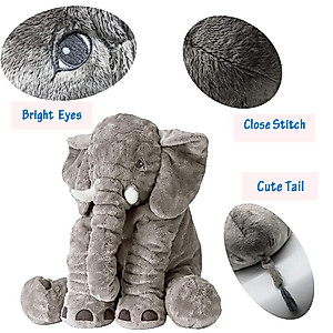 Tuko Large 24-Inch Grey Elephant Stuffed Animal Toy Figure