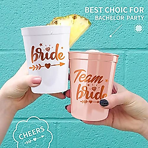 Bachelorette Party Favors Cups (11 packs),Bride & Team Bride Decorations Supplies for Wedding Shower Reusable Plastic Cups