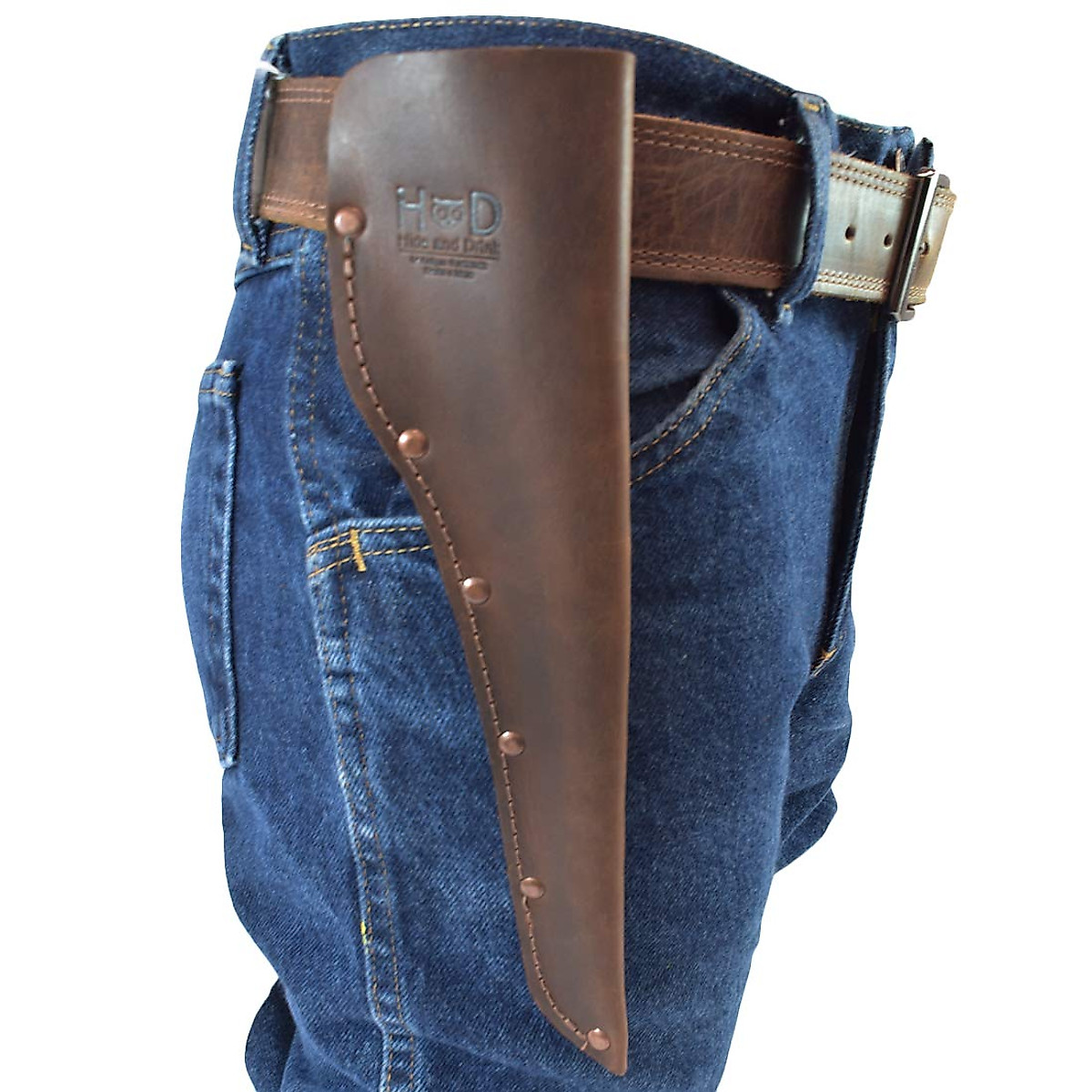 Hide & Drink, Thick Leather Sheath Accepts 6 inch | Mora Belt Holder | Handmade - Bourbon Brown