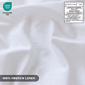 Levoo 100% Linen Duvet Cover Queen Size Pure Natural French Flax Linen Duvet Cover Soft Comfy Breathable Durable 3 Pcs Linen Bedding Set with 1 Duvet Cover Linen 2 Linen Pillowcases (Queen, White)