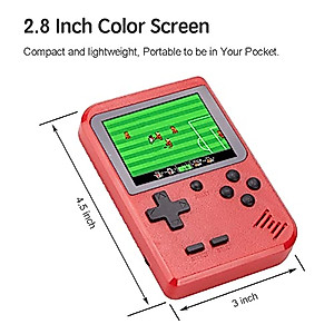 Portable Handheld Games Retro Mini Video Games，Handheld Game Console with 400 Classical FC Games 2.8" Color Screen，Birthday for Boys Girls and Adults (Red)