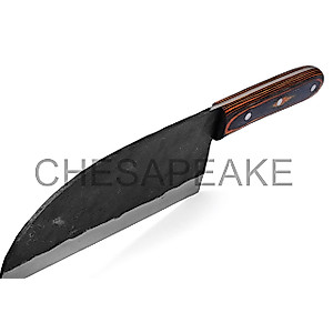 Chesapeake Knives Custom Handmade Carbon Steel Clever with leather sheath