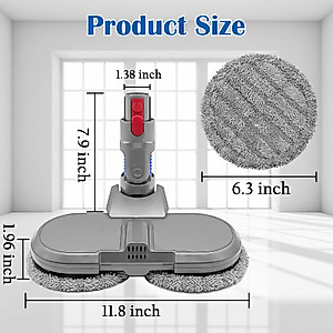 Electric Mop Head Compatible with Dyson V11 V10 V8 V7 Cordless Stick Vacuum Cleaner, Hardwood Floor Attachment wet and dry dual-use