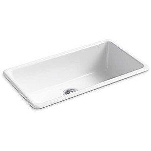 KOHLER 5707-0 Iron/Tones Kitchen Sink, White
