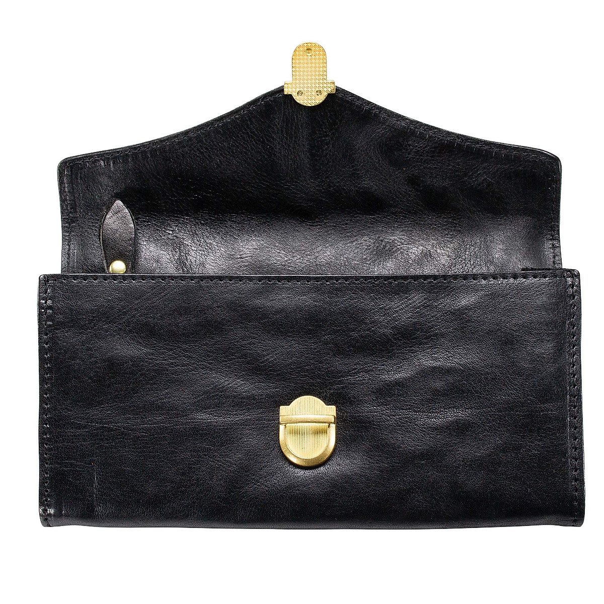 Ancicraft Womens Wallet Leather Purse Fashion For Women Phone Cards with Vintage Clasp Coin Pocket (Black)