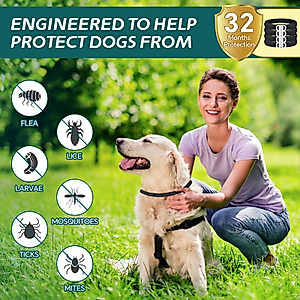 Woyamay Flea Collar for Dogs, 4 Pack Flea and Tick Collar for Dogs, 8-Month Dog Flea and Tick Treatment and Prevention, Waterproof Dog Flea Collar, Adjustable Dog Flea and Tick Collar, Black