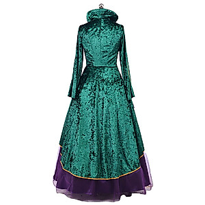 1791's lady Women Green Velvet Dress Halloween Witch Cosplay Costume