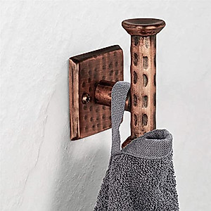 Monarch Abode 19629 Metal Hand Hammered Wall Hooks Multi-Purpose Towel, Coat, Robe and Door Hooks, Decorative Towel Hook, Heavy Duty, Set of 2, Antique Copper Finish