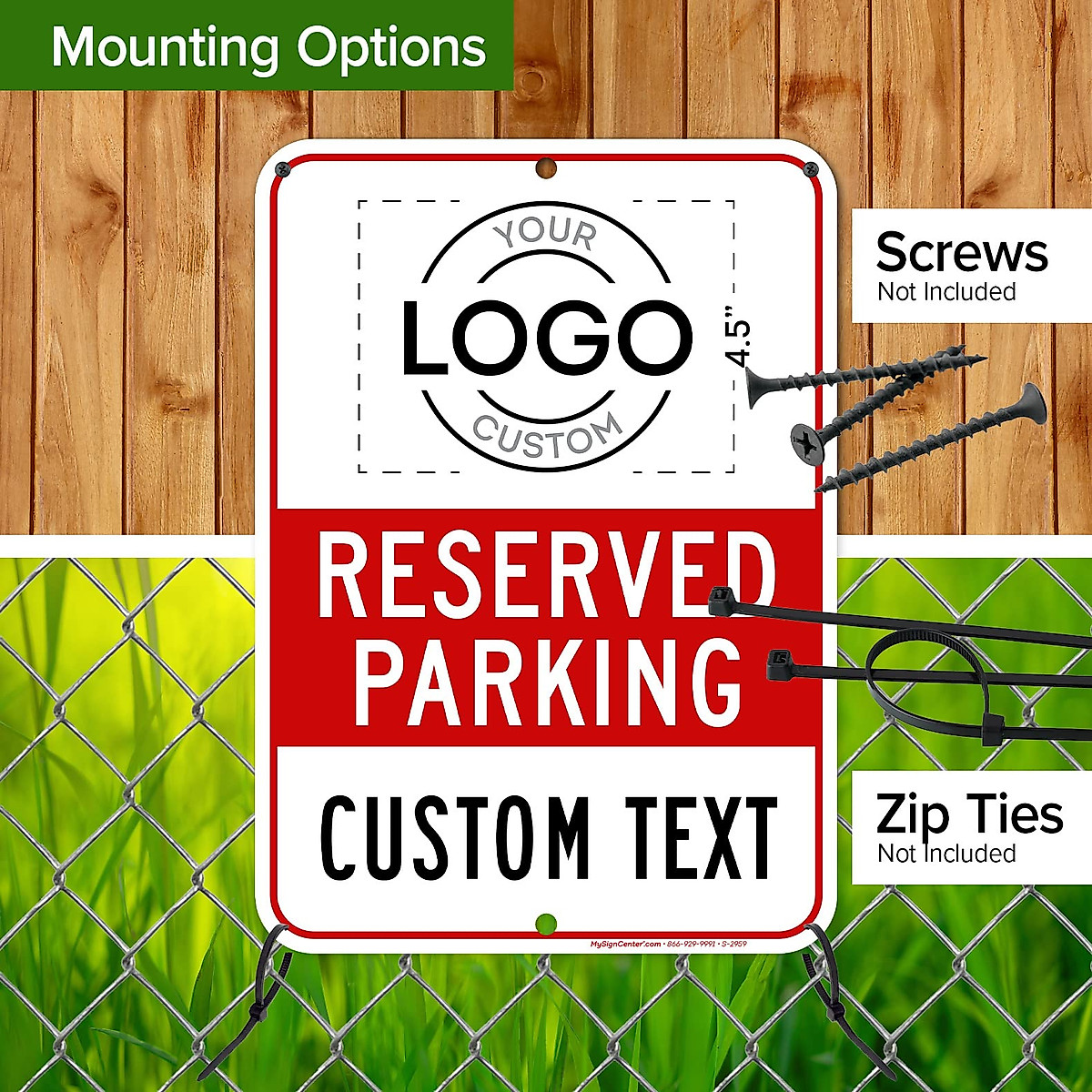 Custom No Parking Sign, Custom Reserved Parking Signs for Business, 10x14 Inches, Rust Free .040 Aluminum, Fade Resistant, Made in USA by My Sign Center (Post Holes)