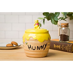 Silver Buffalo Disney Winnie the Pooh Honey "Hunny" Pot Sculpted 3D Hand Painted Ceramic Snack Cookie Jar (Small)
