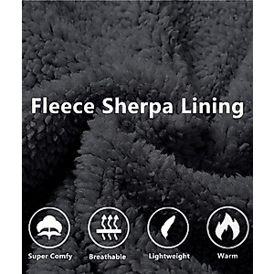 V VALANCH Men Hoodies Zip Up Sherpa Lined Sweatshirt Heavyweight Thick Warm Fleece Winter Jacket Coat, Black XL