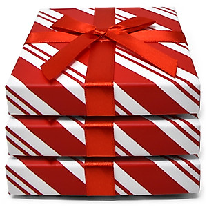 Christmas Card Gift Box Holder with Bows Pack of 6 Red & White Candy Cane Stripe Holiday Gifts Greeting Cards Present Wrap Square Boxes Cash Money Holders Party Favor Decor for Xmas Party Decorations