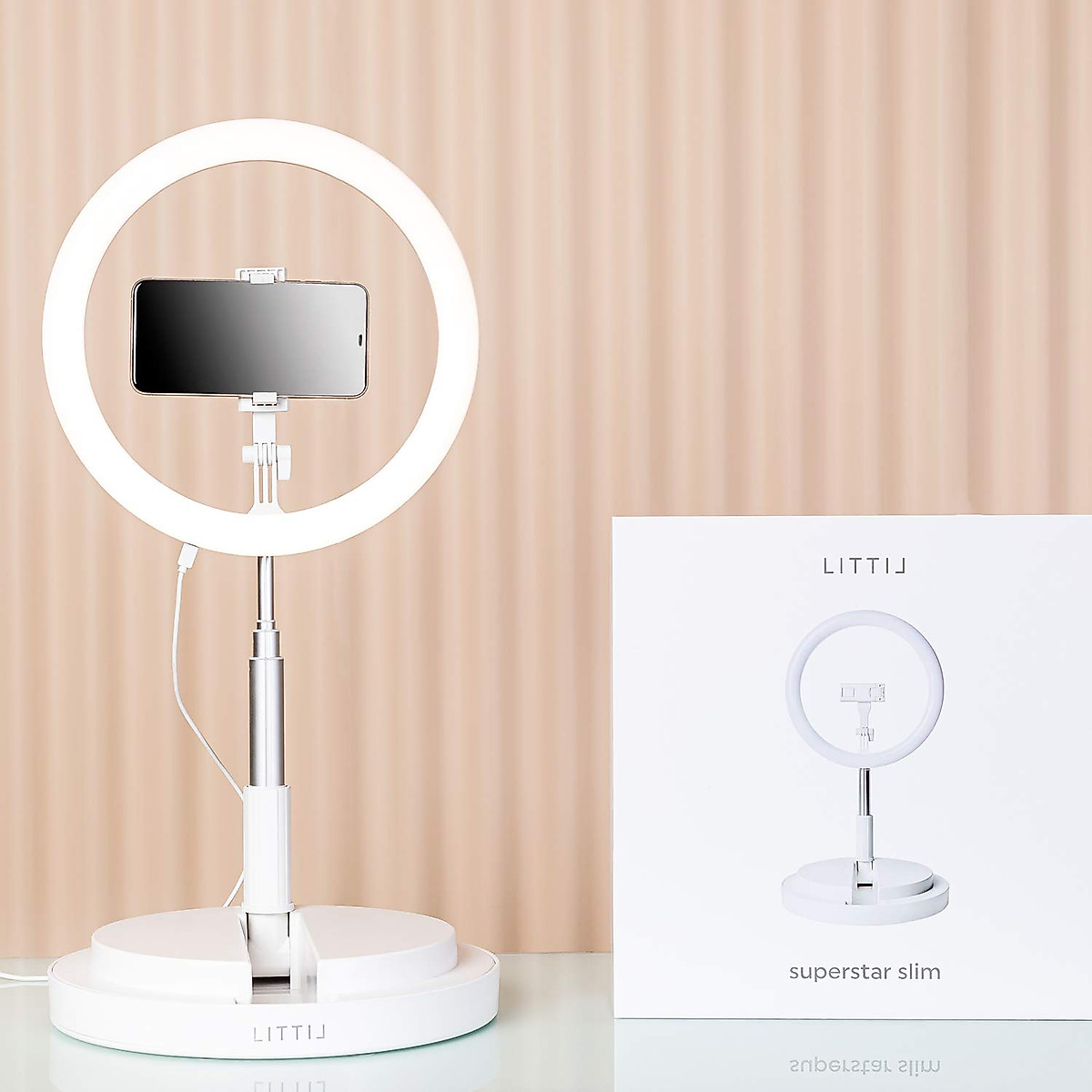 LITTIL Superstar Slim - 11in Foldable Ring Light with Stand and Phone Holder | Portable for Easy Transport | 3 Adjustable Light Modes | Perfect for Videos, Stories, TikTok