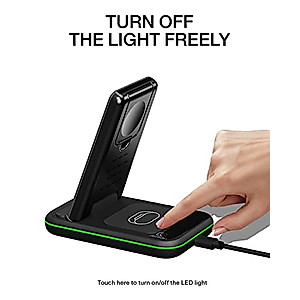 Wireless Charging Station for Samsung Galaxy Phone/Watch/Buds, 3 in 1 Foldable Charging Stand for Samsung S23 Ultra/S22/S21/S20/Note20/10/Galaxy Watch5/4/3/Classic/Active Buds+/Live with 18W Adapter