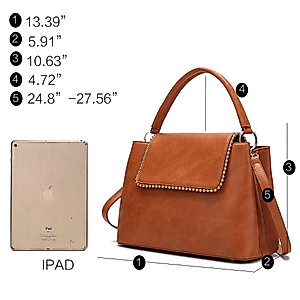 MKF Crossbody Satchel Bags for Women – PU Leather Pocketbook Purse, Shoulder Strap – Lady Top Handle Handbag