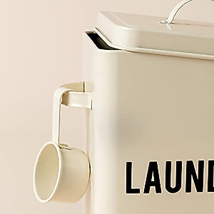 LA JOLIE MUSE Laundry Detergent Powder Storage Tin Box, Farmhouse Laundry Room Decor, 9 Inch High, Cream