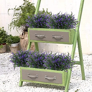 MCH 10Pcs Artificial Lavender Flowers Plants Faux Shrubs Plastic Plants for Home Outdoor Garden Porch Window Box Décor (Purple)