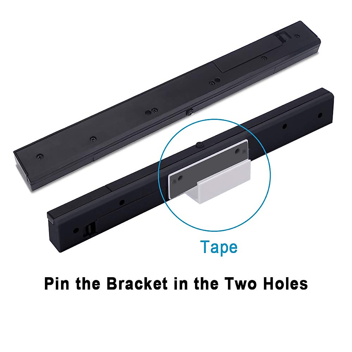 Replacement Wii Wire-less Sensor Bar, Motion Sensor Signal Receiver for Nintendo Wii and Wii U Console with Stable Stand and 4 AAA Batteries(Black)