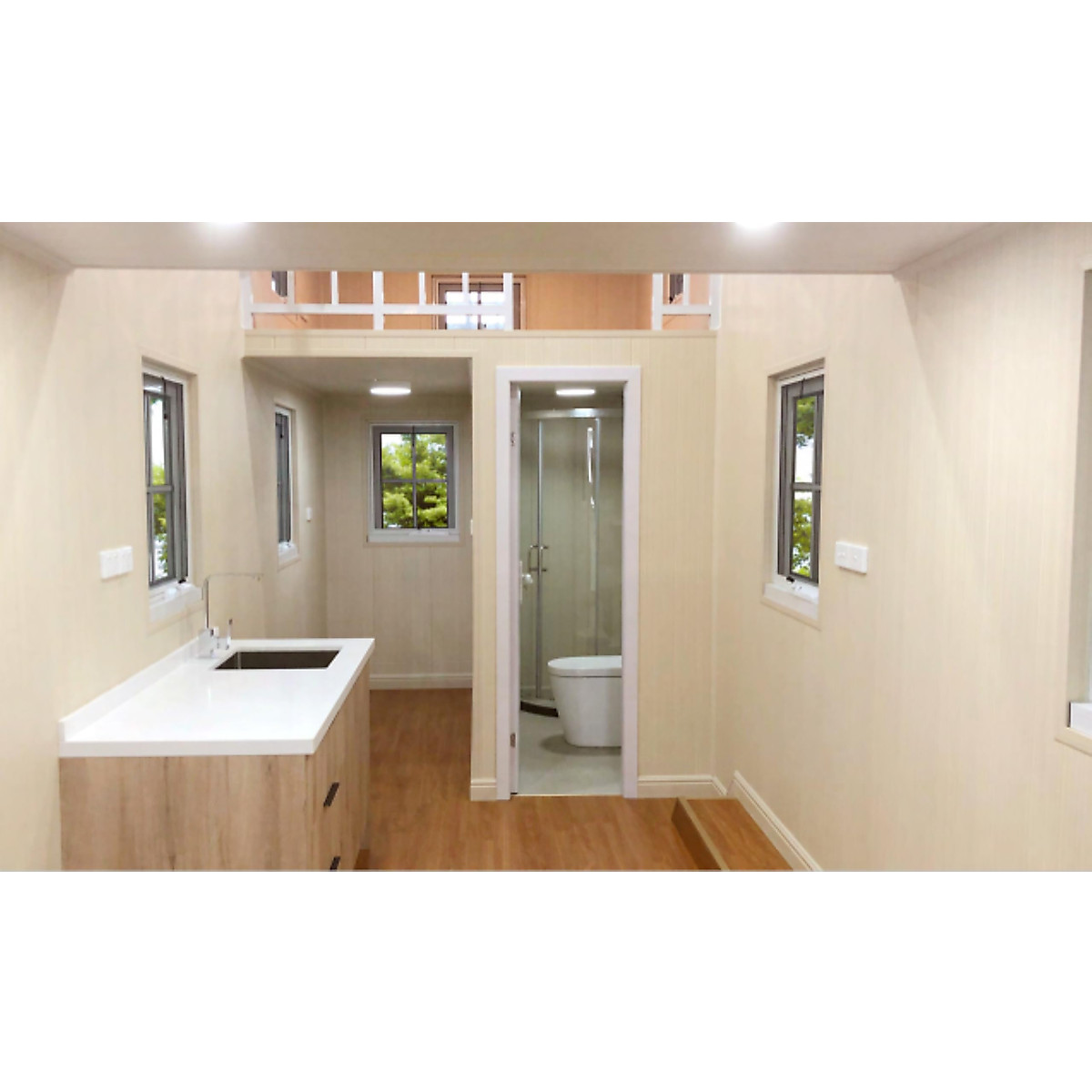 Aluminum Tiny Movable Prefabricated Insulated House with 1 Bathroom, 1-3 bedrooms & 1 Kitchen- Tiny loft House, Mini Caravan,Travel Camper Trailer for Family (Modern, 3, Bedroom)