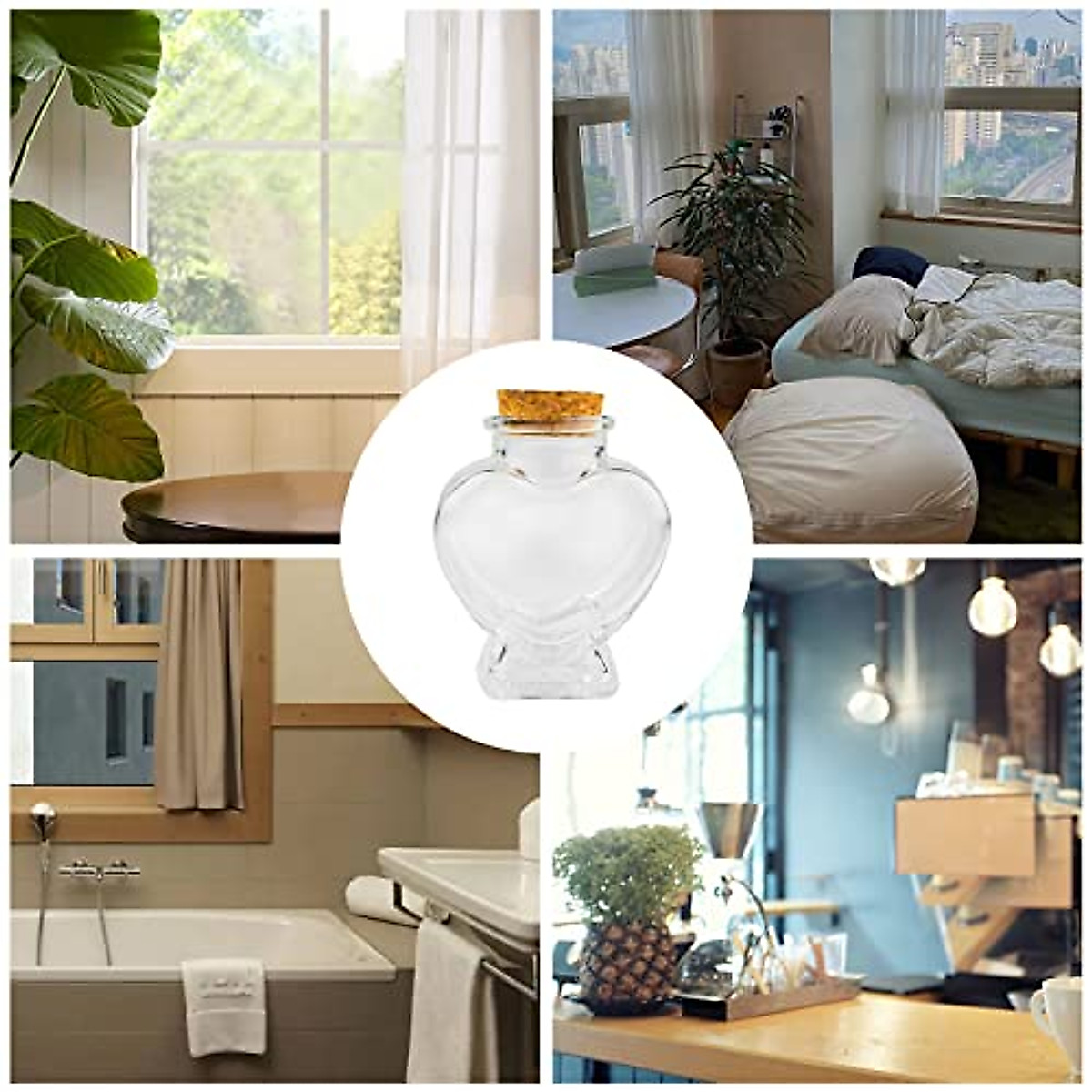 Clear Glass Bottle With Cork Stopper, 50ML Heart Shapes Bud Vases Jars, 3.15 X 2.5 X 1.6inch Mini Message Wish Bottle 1 Piece (Love Bottle)