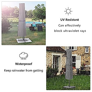 Aacabo Durable Market Umbrella Cover- Parasol Cover Fits Market Umbrella 9Feet to 12 Feet, Patio Umbrella Cover, Waterproof Outdoor Market Umbrella Cover-Grey…