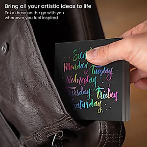 Arteza Scratch Paper, Set of 202 Notes, 3.5 x 3.5 Inches, 200 Rainbow and 2 Gold-Foil Star Backgrounds, Includes 2 Scratchers and 2 Sharpeners, Art Supplies for Craft and DIY Projects