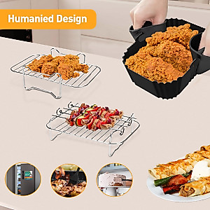 9pcs Air Fryer Accessories for Ninja Foodi Dual Zone Air Fryer DZ401, with Air Fryer Liners Disposable 100pcs and Silicone Aiy Fryer Liners Reusable 2pcs