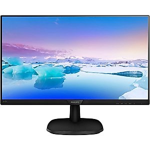 Philips 243V7QJAB 24" Monitor, Full HD, Edge-to-Edge IPS, Built-in Speakers, VESA, EnergyStar Most Efficient 2017, 4Yr Advance Replacement Warranty (Renewed)