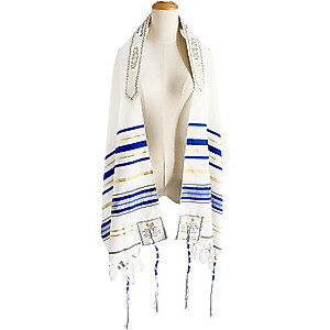 Holy Land Market New Covenant Prayer Shawl with Bag, Card & Tallit Brochure, Soft Fabric, 72x22 Inches for Women and Men