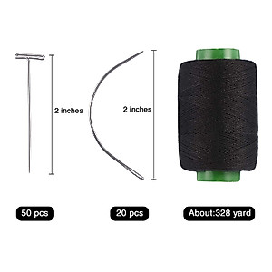 Boao 70 Pieces Wig Making Pins Needles Set, Wig T Pins and C Curved Needles with 328 Yard Thread for Wig Making, Blocking Knitting, Modelling and Crafts