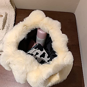 Large Fluffy Tote Bag for Women Plush Handbag Tote Purse Furry Hobo Bag Soft Plush Bag for Autumn Winter