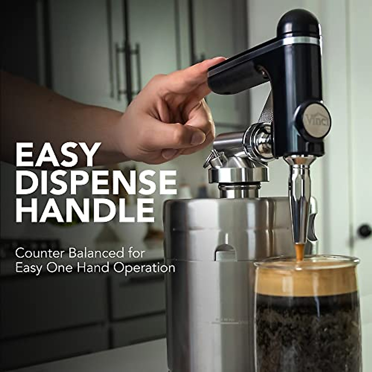 VINCI Nitro Cold Brew Maker Stainless Steel Home Brew Nitrogen Infusion Coffee Keg System Easy One Handed Dispensing System Includes Drip Mat