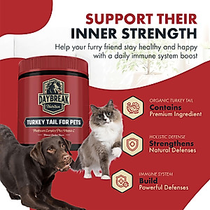 Turkey Tail for Dogs and Cats by Daybreak Nutrition | Premium Blend of Turkey Tail, Shiitake, & Reishi Mushrooms | Immunity Supplement for Pets | Provide an Immunity Boost for Dogs and Cats | 2.1 oz