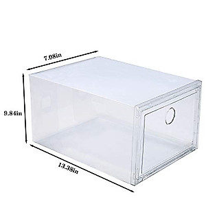 Otwthsui Shoe Box, Shoe Boxes Clear Plastic Stackable, Clear Plastic Shoe Boxes for Closets and Entryway, 13.38 × 9.84 × 7.08Inch, Foldable Plastic Shoe Organizer, 6 Pack (Clear)