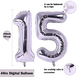 40 Inch Silver 13 Number Balloons Giant Jumbo Huge 13 or 31 Foil Mylar Helium Number Digital Balloons Silver Birthday Mylar Digital Balloons 13th 31st Birthday Anniversary Events Party Decors Supplies