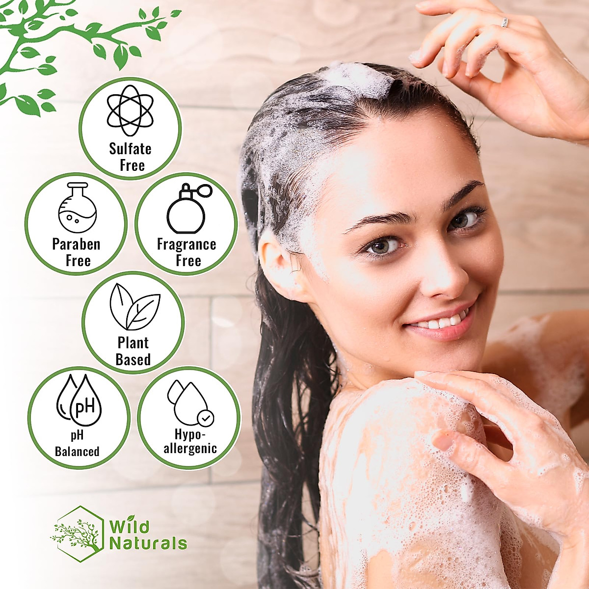 Wild Naturals Manuka Honey Shampoo for Eczema & Psoriasis – Hydrating Sulfate-Free Shampoo with Aloe Vera & Coconut Oil – Moisturizing Shampoo for Dry, Itchy Scalp