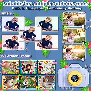 Miiulodi Kids Waterproof Camera - Birthday Gifts for 3 4 5 6 7 8 9 10 Year Old Boys 2 Inch IPS Screen Underwater Action Camera with 32 GB SD Card, Pool Toys for Kids Age 8-12 Blue