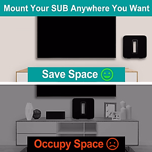 Yibracki Wall Mount for Sonos Sub Gen 3 Gen 2 Mount, Heavy Duty Wall Mount for Sonos Sub Mounts, Mounting Brackets for Sonos Wireless Sub with Hardware Kit, Black