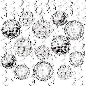 54 Pieces Disco Party Decorations Disco Ball Hanging Swirls 70s Party Hanging Swirls Ceiling Decor for Disco Fever Party 70s Hippie Birthday Party Favors Supplies (Hanging Swirl)