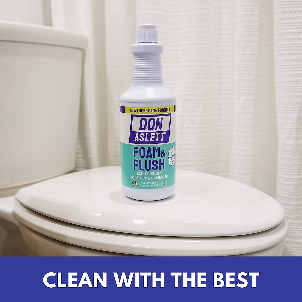 Don Aslett Foam & Flush Toilet Bowl Cleaner (32 Oz Bottle, Pack of 2) Eco Friendly, Biodegradable Organic Acid Formula | Cleans, Brightens, Deodorizes
