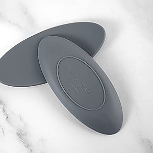 Carrotez Small Silicone Coffee Spoon Rest 2 pcs (0.2" x 1.6" x 3.74"), Spoon Holder Flexible almond-Shaped for Next to Coffee Maker - Kitchen Utensil Rest, Deep Grey