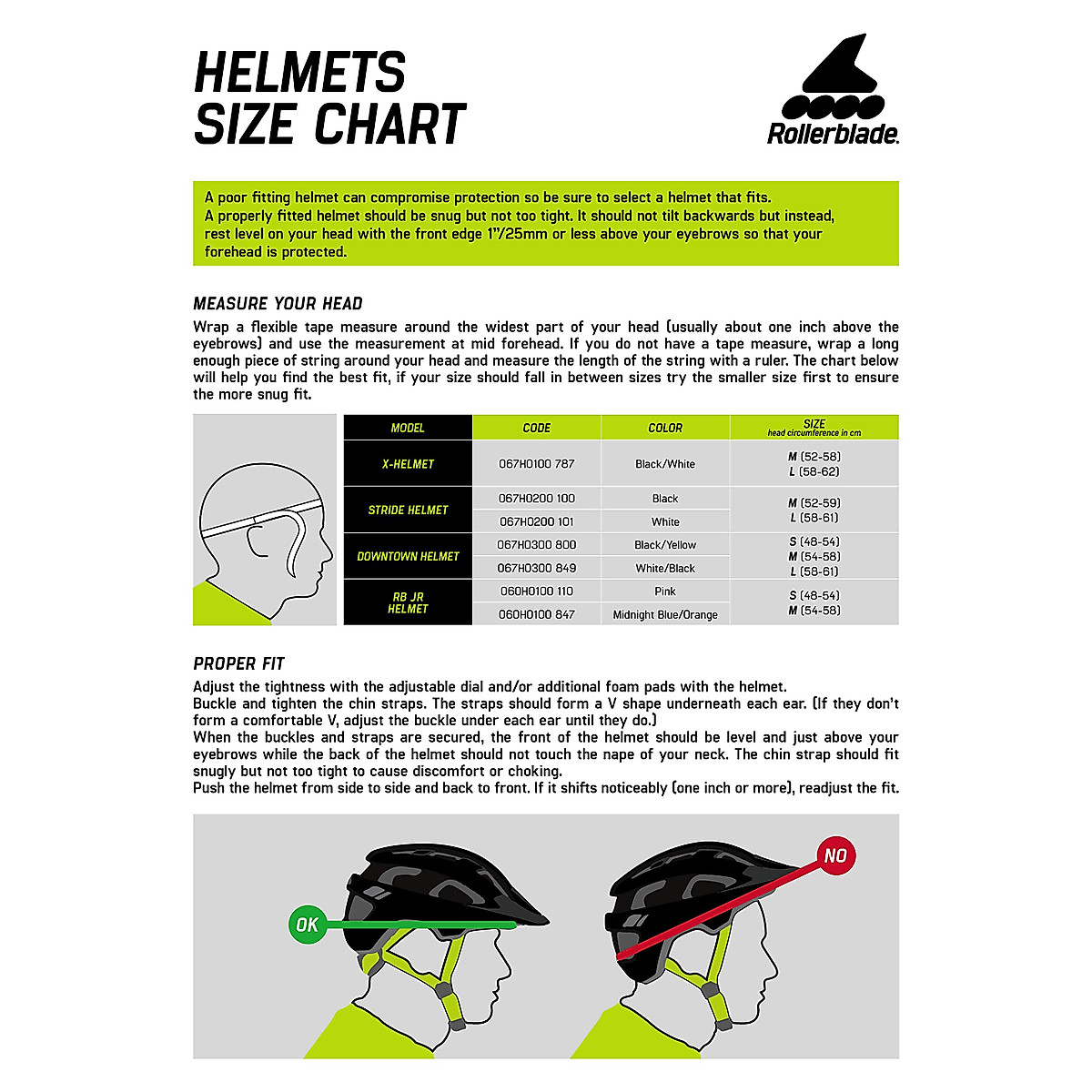 Rollerblade Skate Helmet, Unisex, Black,Large