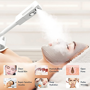 KINGSTEAM Professional Facial Steamer & Magnifying Lamp 2-in-1 Strong Steam Face Steamer with 3X Magnifying Lamp for Salon, Spa, Estheticians, Ozone Steamer for Flawless Skin