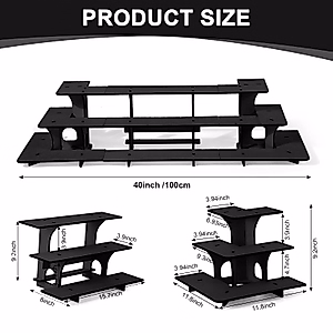 3 Pcs 3 Tiers Retail Table Display Stand Wooden Corner Display Rack Portable Shelf Rack for Retail Table Top, Counter Top, Craft Shows, Farmers Market, Trade Shows Small Products Display (Black)
