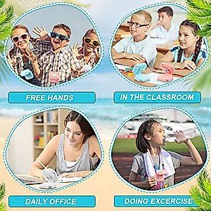 6 Pack Necklace Fans Portable Neck Hanging Fan Mini Fan Handheld Hand Held Fan for Cooling Small Personal Hands Free Fan USB Rechargeable Battery 3 Speed Air Circulatory Fan (Blue, Pink, White)