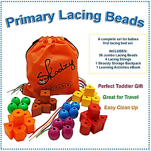 Skoolzy Occupational Therapy Toddler Toys - Jumbo Primary Lacing and Nuts and Bolts - Montessori Fine Motor Montessori Toys