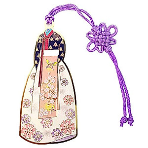 Korean Traditional Miniature Cool Bookmarks Souvenirs Gifts for Student Kids Adults Wife Friends - Coolest Metal Unique Color Designs Bookmark Pack (Woman's Hanbok 3 Pack)