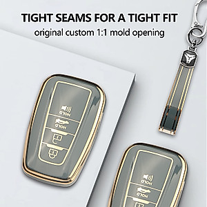 Fehlot For Toyota Key Covers,Soft TPU Protective Button Key Covers and Key Chains,Car Key Holder for Men & Women (Grey)