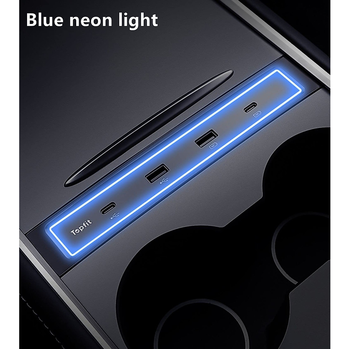 2023-2021 Tesla Model Y Model 3 Docking Station 4 in 1 USB Hub Center Console Adapter Cable Charger Powered Splitter Extension Accessories