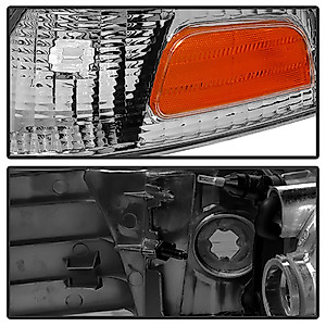 VIPMOTOZ Chrome Housing OE-Style Headlight & Turn Signal Side Marker Lamp Assembly For 1998-2011 Ford Crown Victoria, Driver & Passenger Side